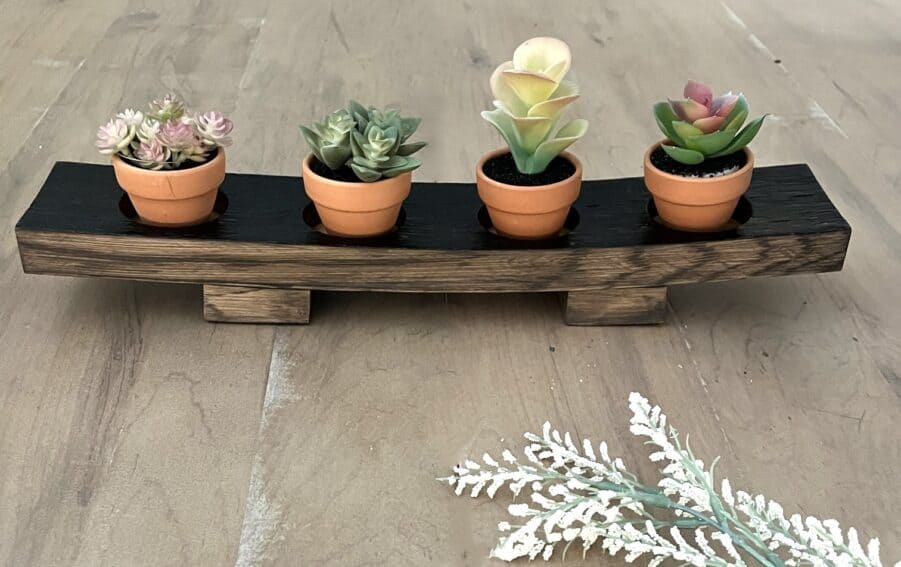 Rustic Whiskey Barrel Stave Centerpiece on Pedestal Feet - Lakebluff ...